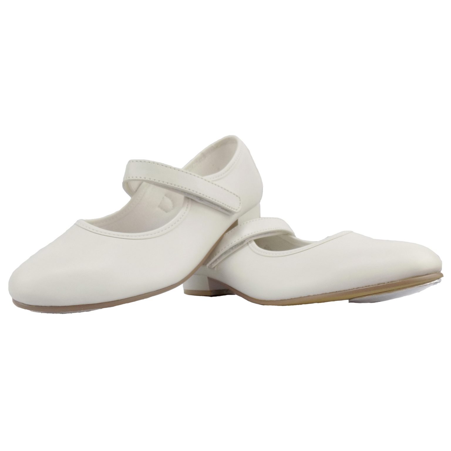 Velcro Fastening - Low Heel Tap Shoe - White (Mini Movers / Young students)